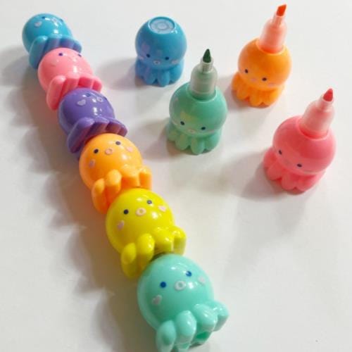 Six Octopus Stackable Highlighter Set – Kawaii Gifts