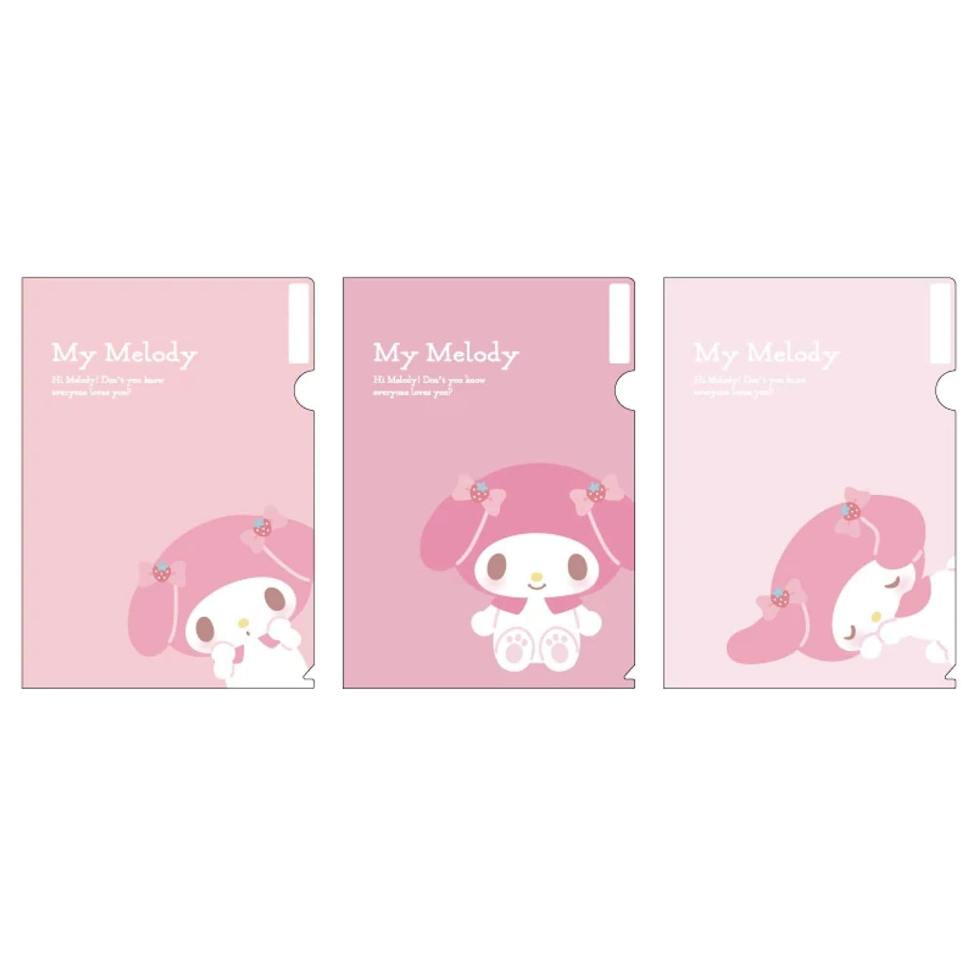 Sanrio A4 Plastic File Folders 3-Piece Sets: Pochacco, Hello Kitty, My ...