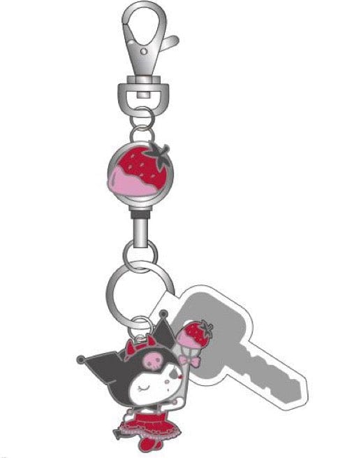 Kuromi Devilish Strawberry Die-cut Charm Keychain with Retractable Key ...